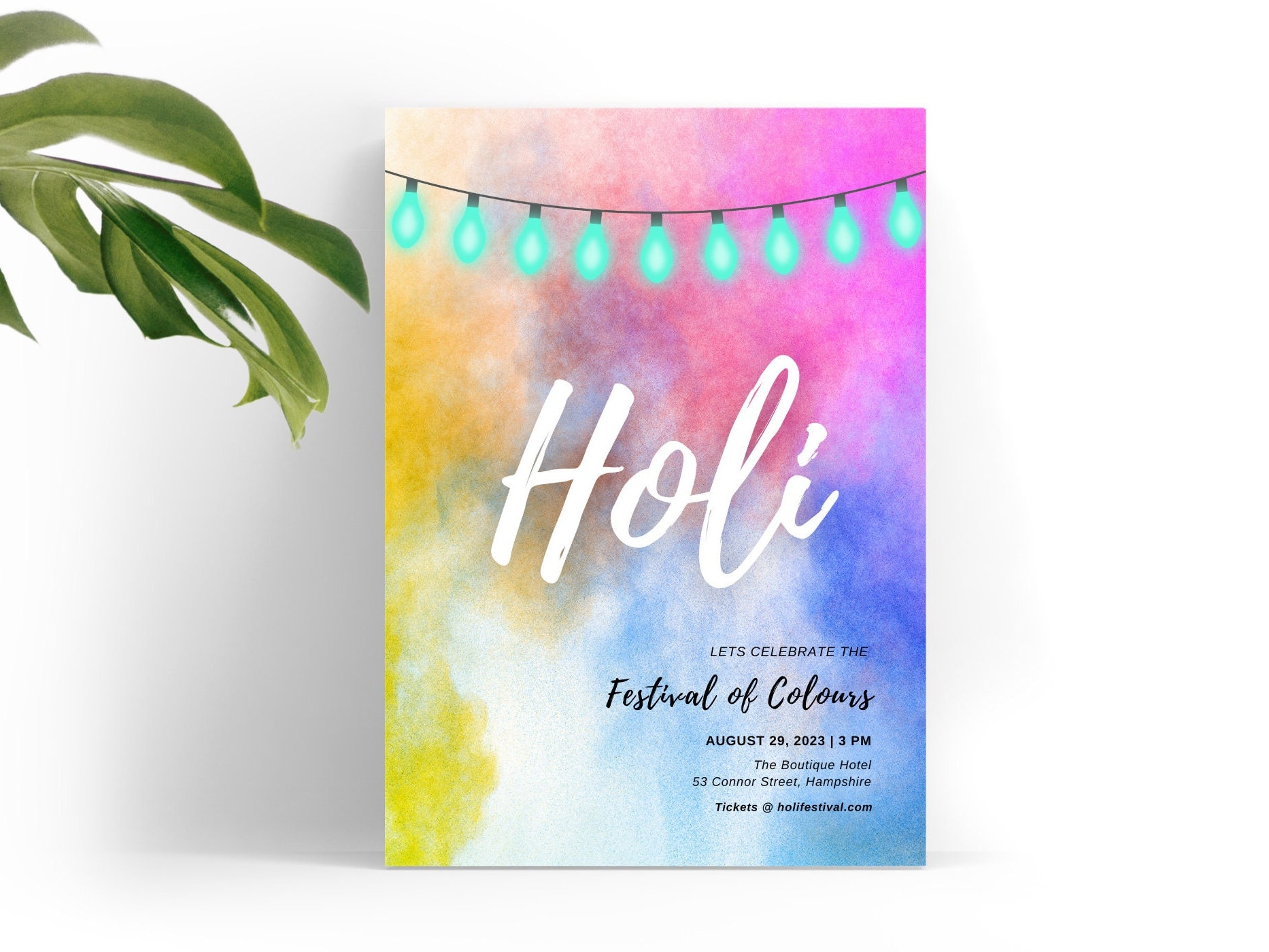 Printable Holi Festival Party Invitation, Holi Celebration Invite ...