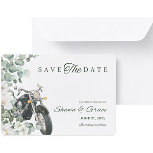 Printable Motorcycle Wedding Invitation, Floral Motorbike Wedding ...