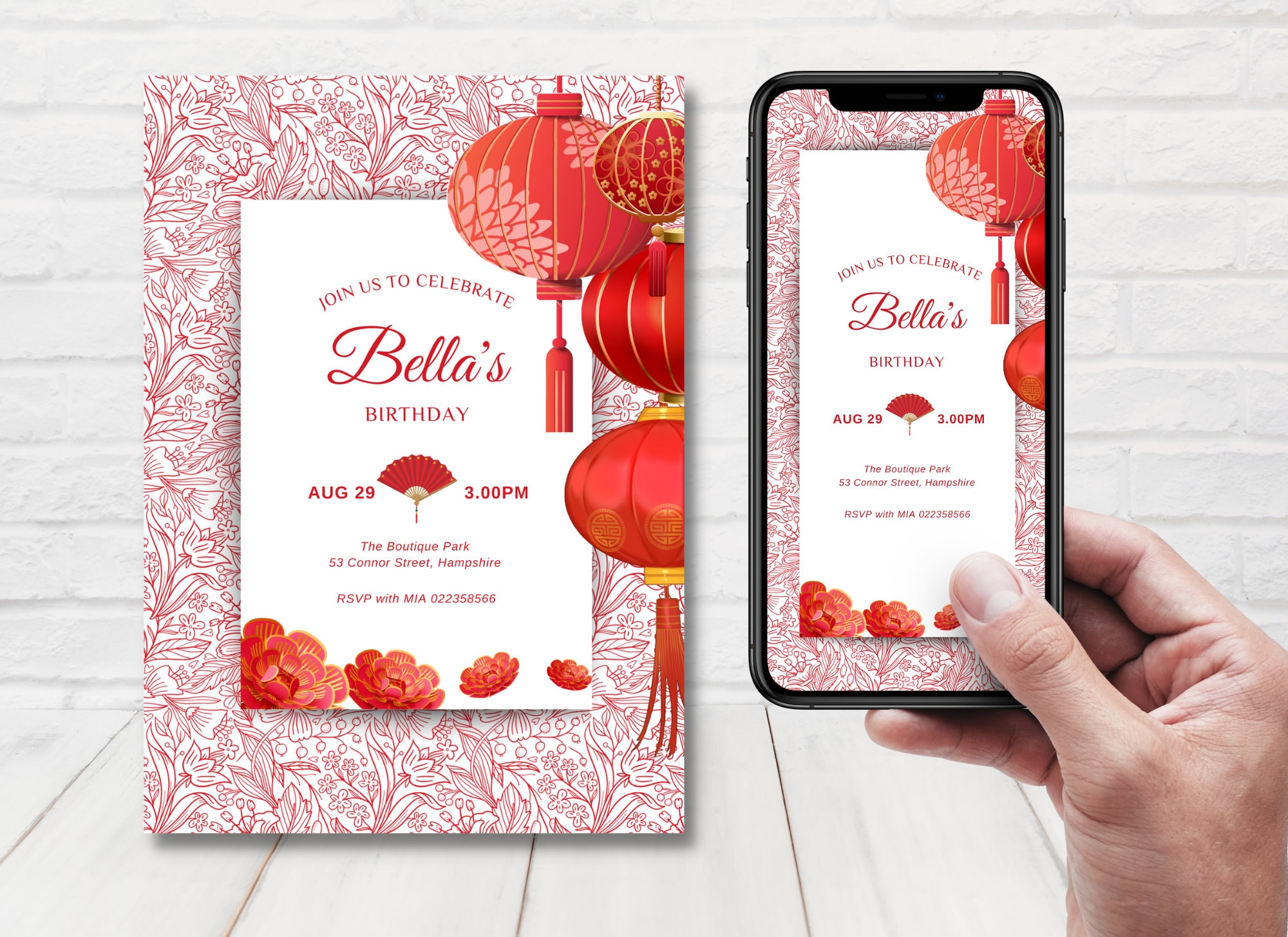 Elegant Chinese Celebration Invite, Oriental Party Invitations ...