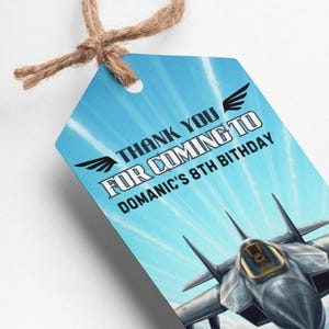 Editable Fighter Jet Party Tags, Boys Fighter Pilot Party Favor Tags ...
