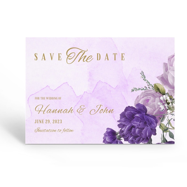 Purple and Gold Wedding Invitation Set, Purple Wedding Invitations ...