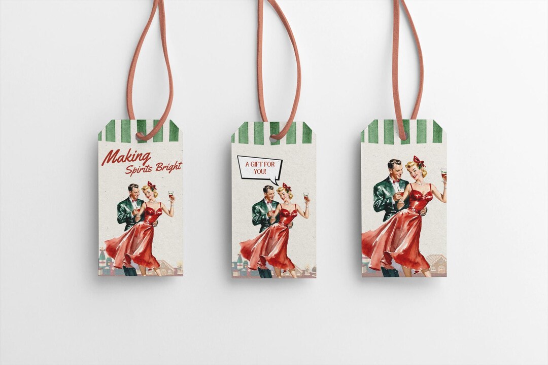 Printable Retro Christmas Gift Tags, 1950s Printable Christmas Labels ...