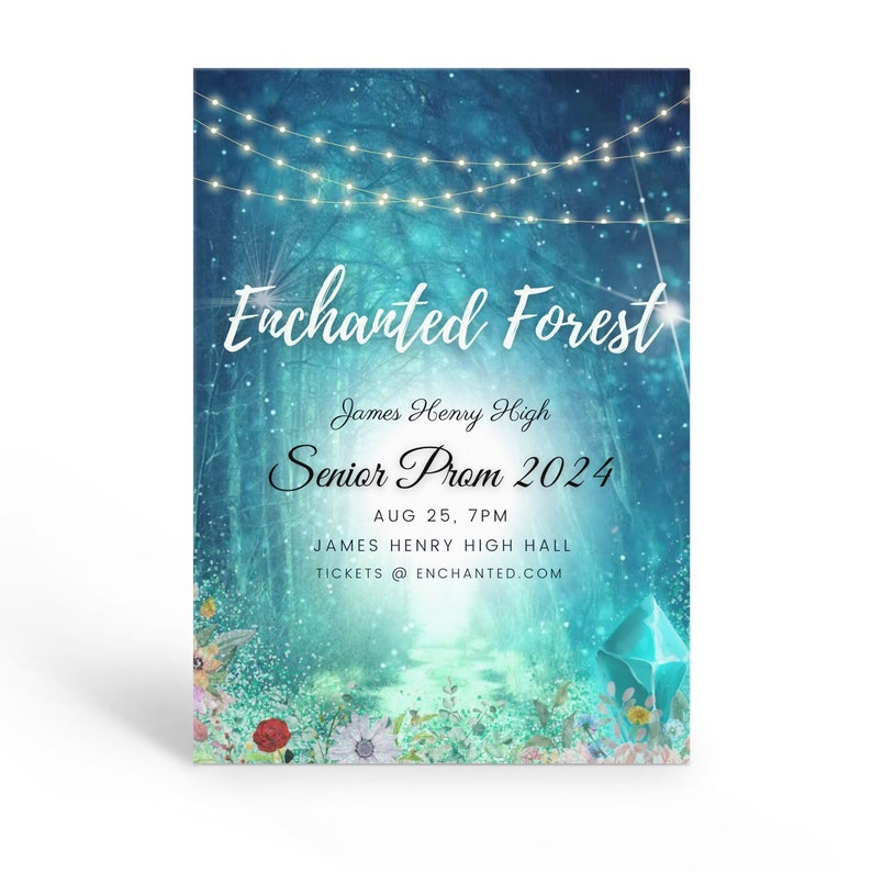 Printable Enchanted Forest Prom Set, Enchanted Prom Invite, Enchanted ...