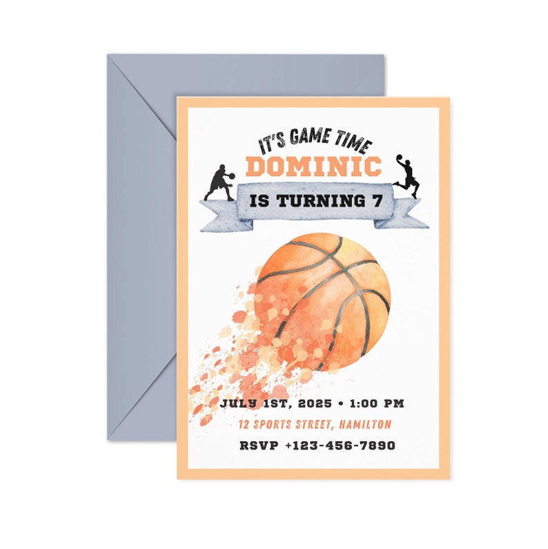 Printable Basketball Invitation, Basketball Birthday Invite, Sports ...