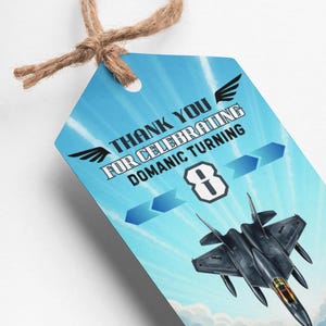 Editable Fighter Jet Party Tags, Boys Fighter Pilot Party Favor Tags ...