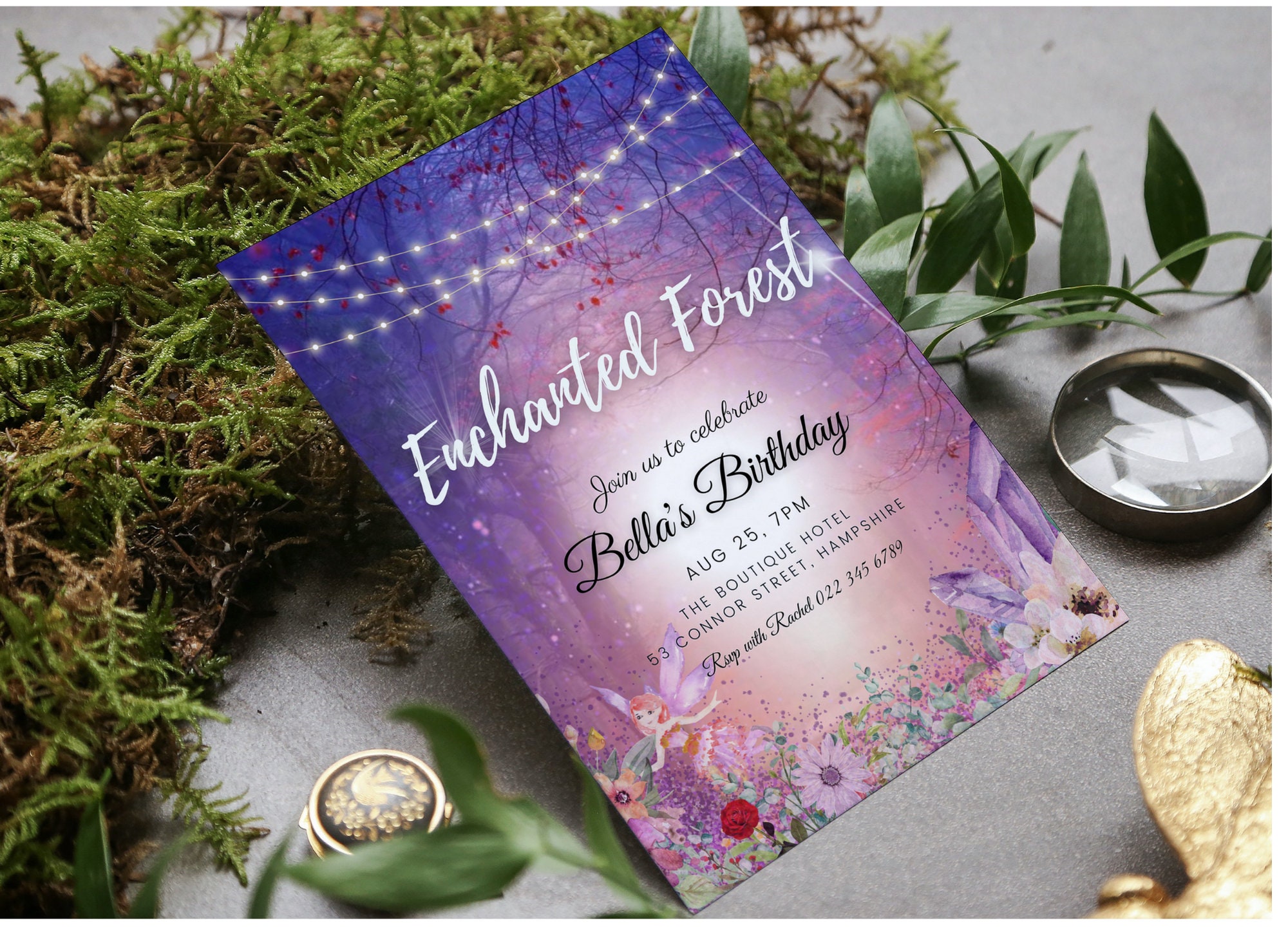 Enchanted Forest Birthday Invitation, Pink Enchanted Garden Invite ...