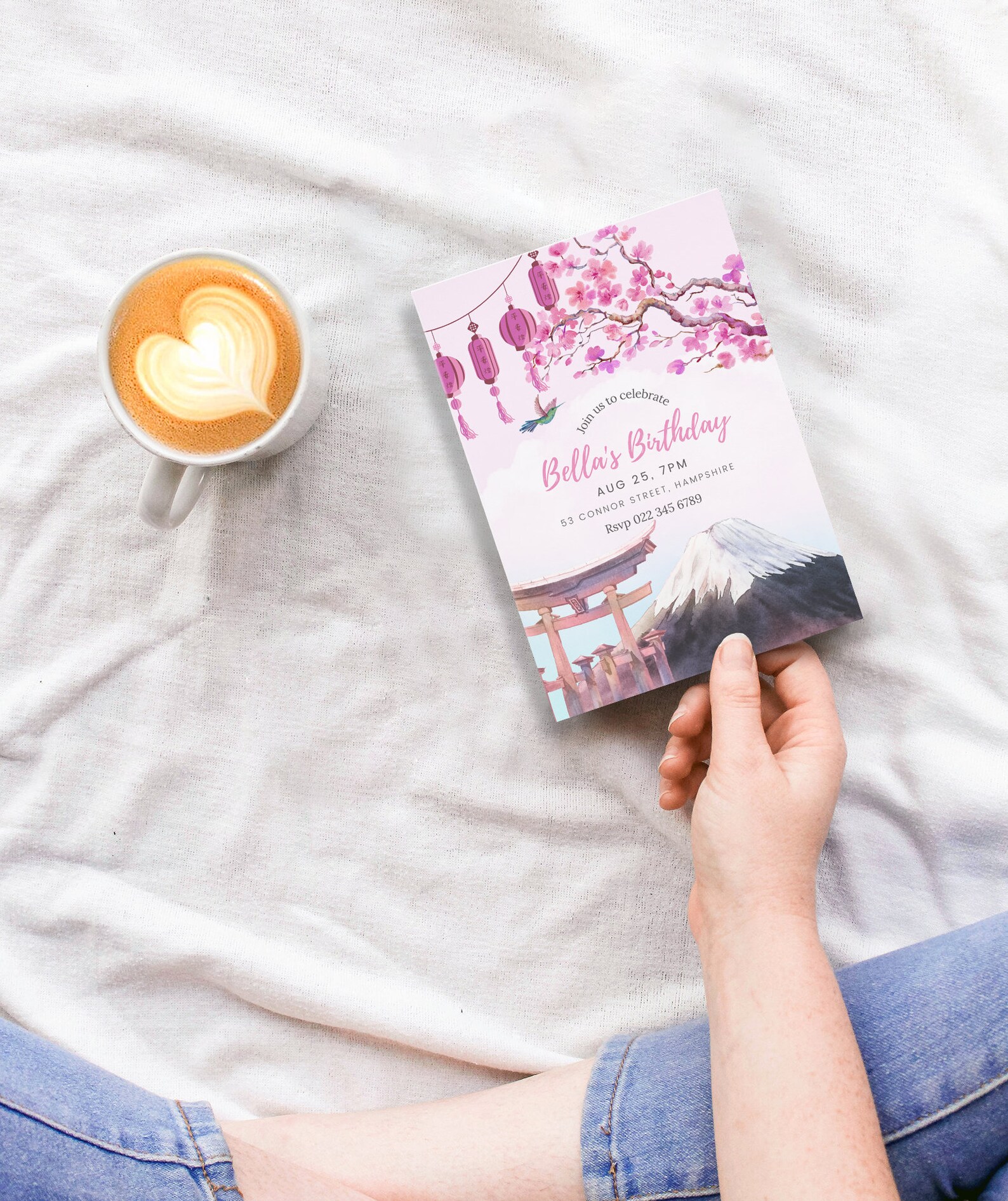 Printable Japanese Invitation Set, Cherry Blossom Invite, Japanese ...