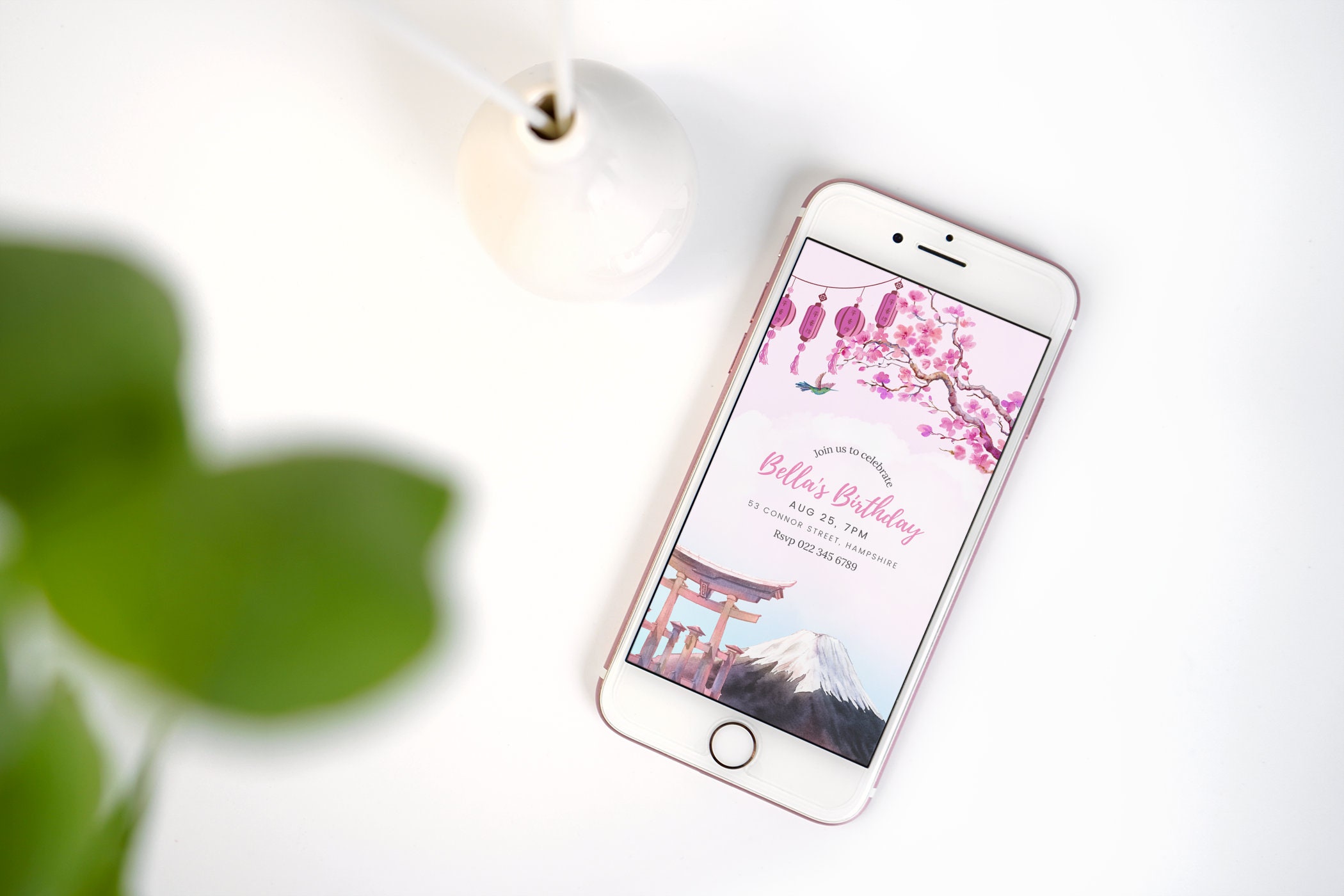 Printable Japanese Invitation Set, Cherry Blossom Invite, Japanese ...