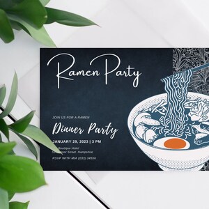 Ramen Party Invitations, Ramen Noodle Dinner Party Invite, Japanese ...