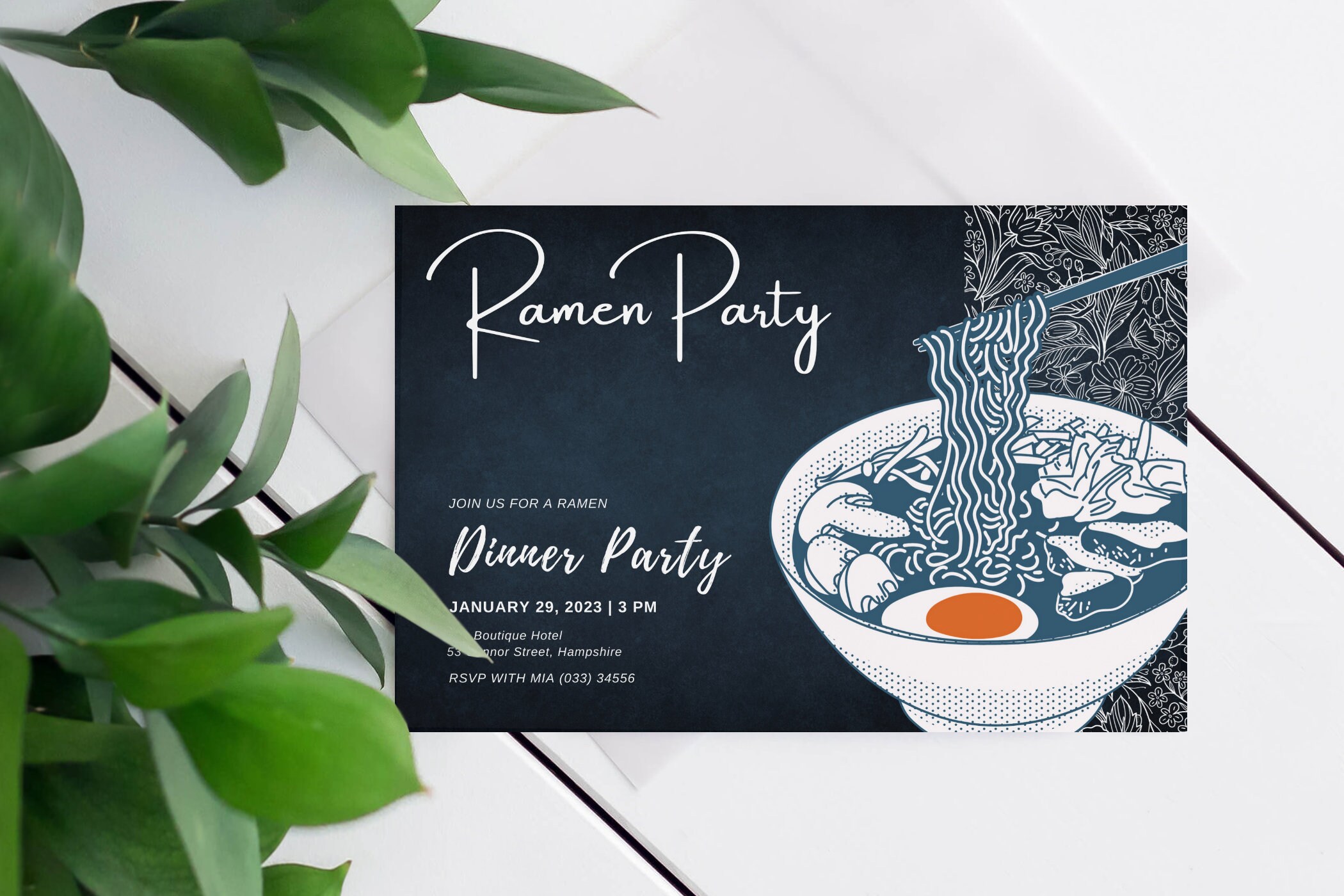 Ramen Party Invitations, Ramen Noodle Dinner Party Invite, Japanese ...