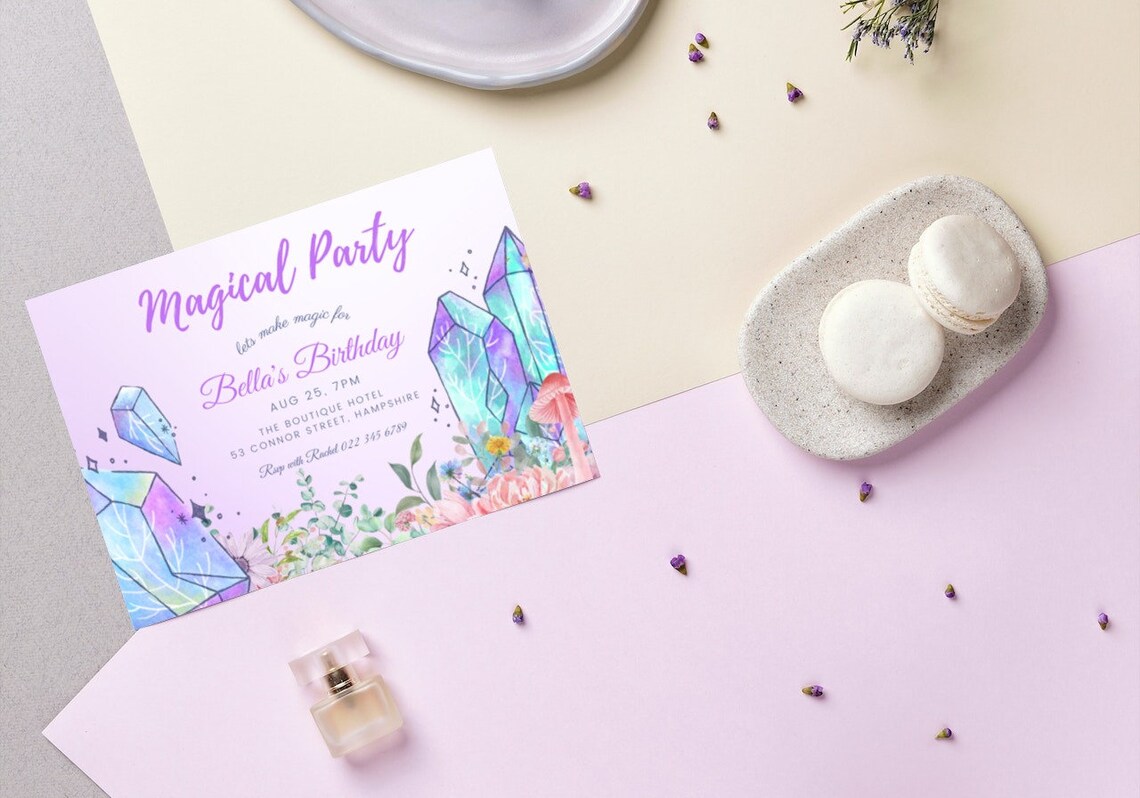 Printable Magical Party Invitation, Pink Enchanted Garden Invite ...