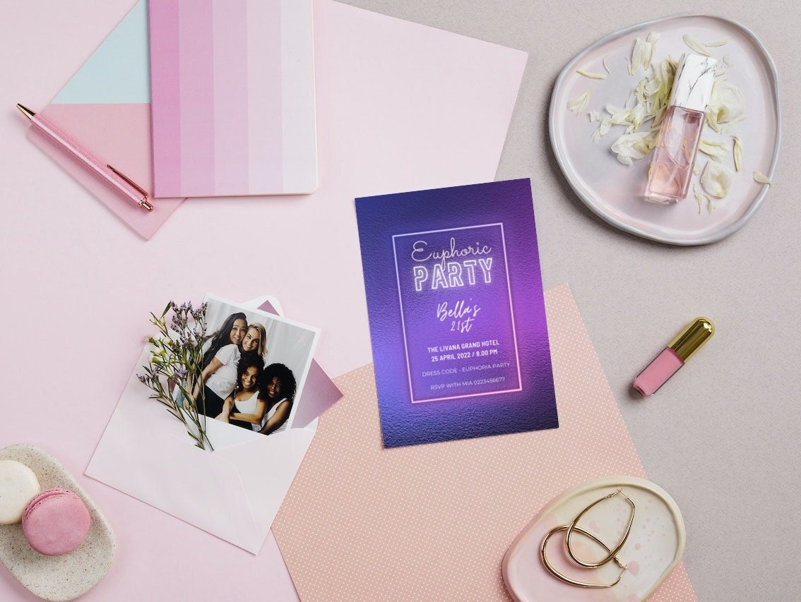 Printable Euphoria Party Invitations, Euphoria Birthday Invitation ...