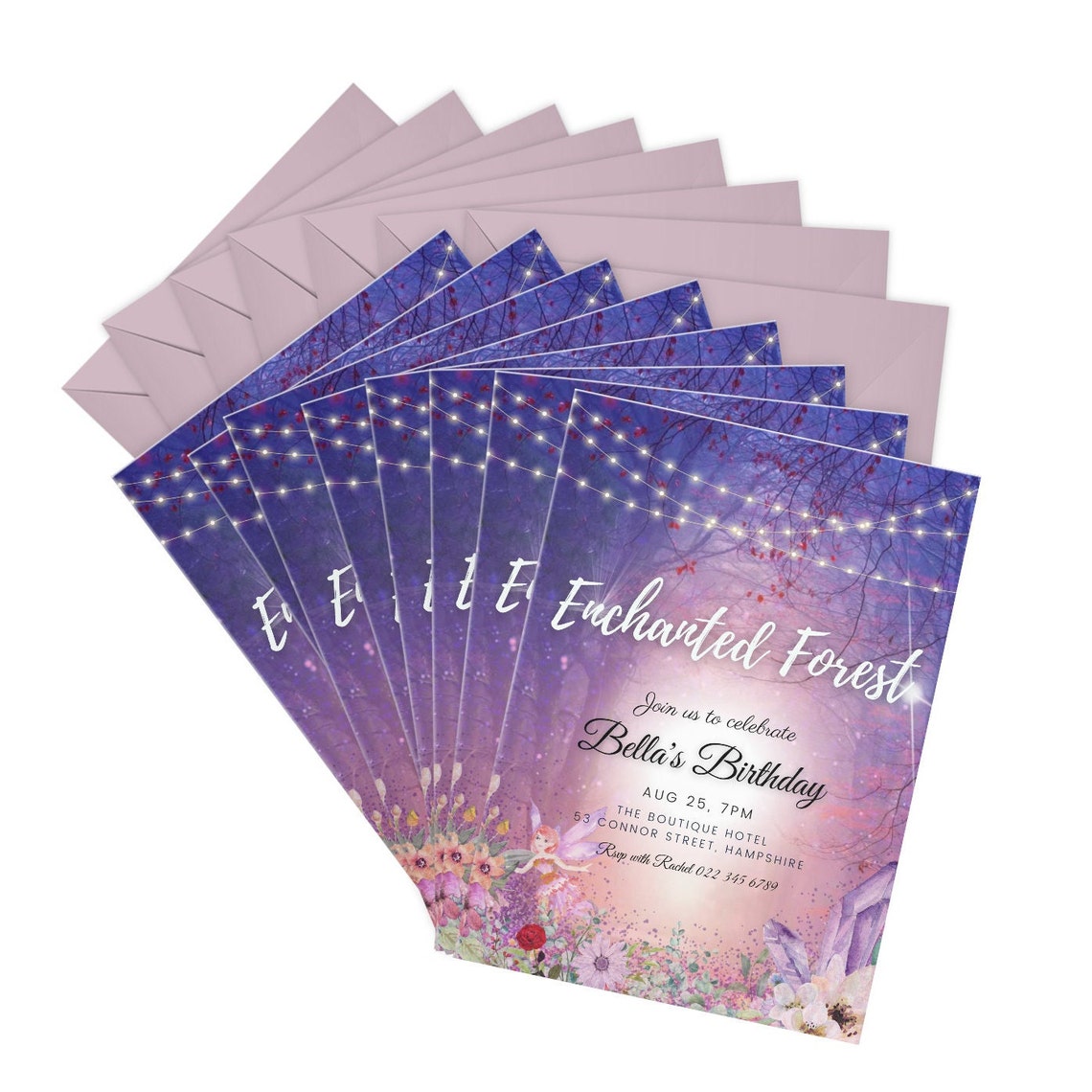 Enchanted Forest Birthday Invitation, Pink Enchanted Garden Invite ...