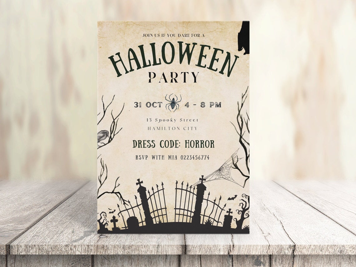 Printable Vintage Halloween Invitations, Halloween Party Invite, Horror ...