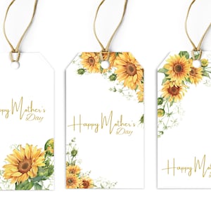 Sunflower Mother's Day Gift Tags / Happy Mothers Day Gift Tags / 6 ...