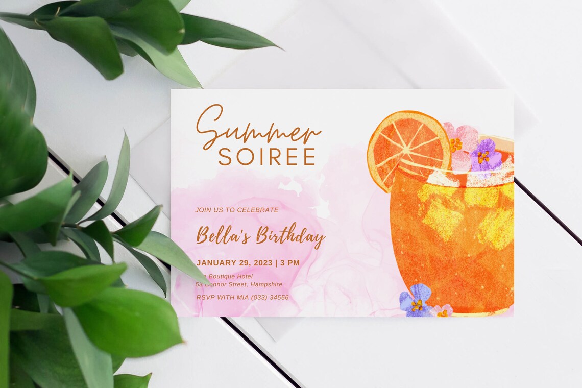 Aperol Spritz Invite Orange Summer Soiree Invitation Orange | Etsy