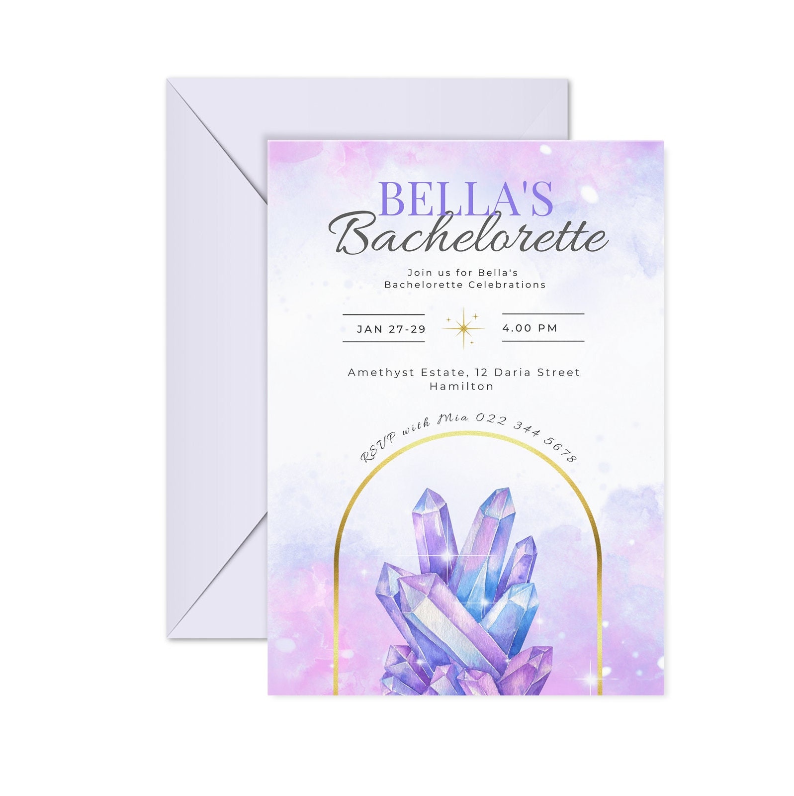 Purple Crystal Bachelorette Invitation, Crystal Bridal Shower ...