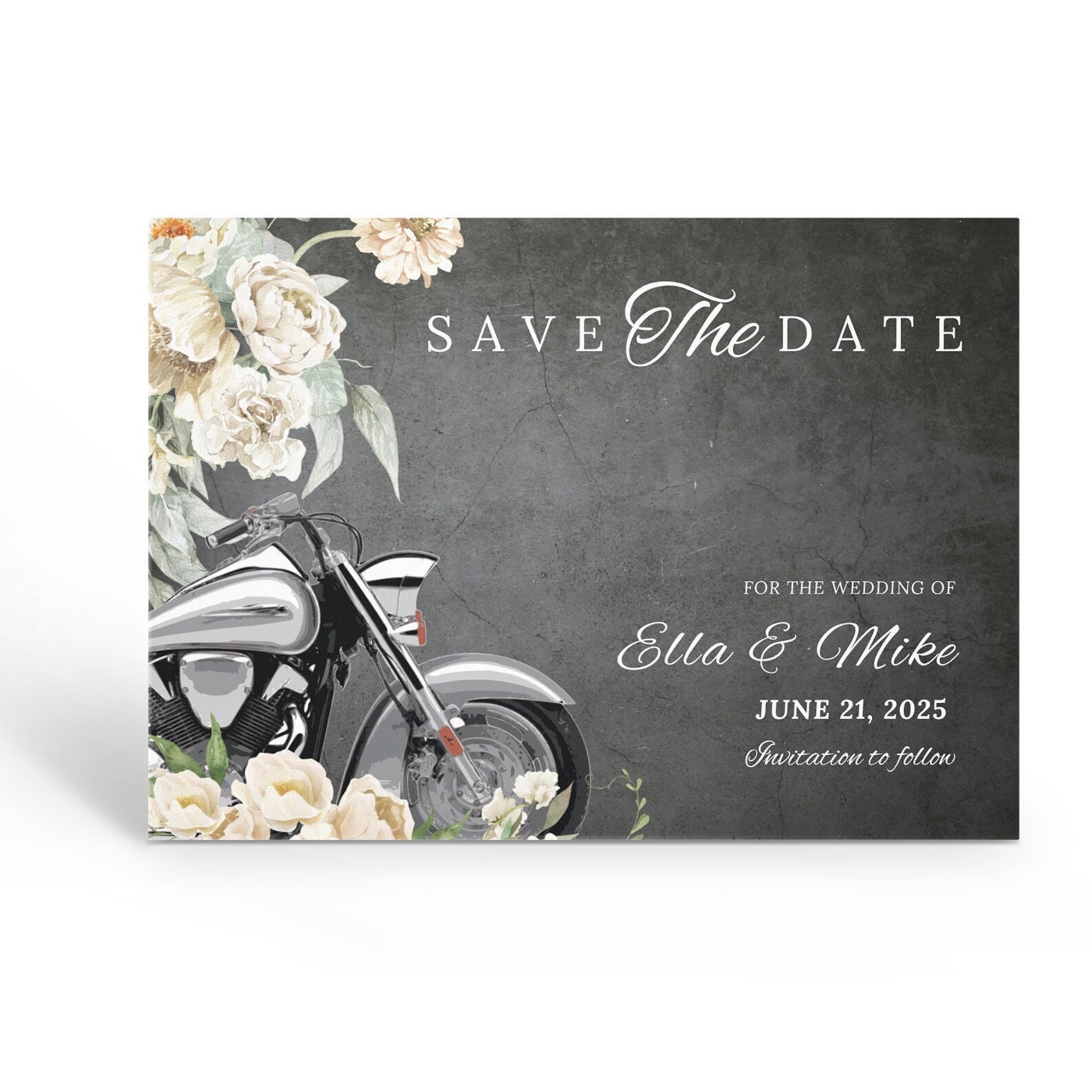 Motorcycle Wedding Invitation Set, Printable Motorbike Wedding ...