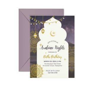 Printable Arabian Nights Invitation, Arabian Nights Birthday Invitation ...