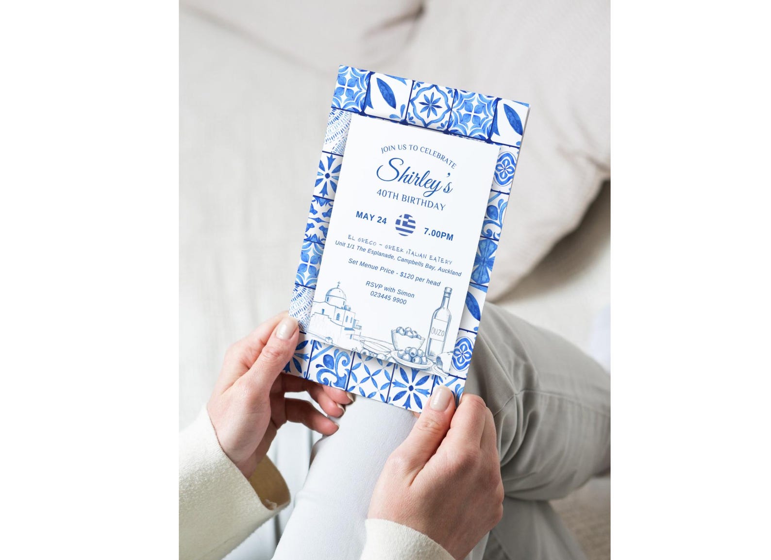 Elegant Greek Themed Invitation, Editable Santorini Invite, Greece ...