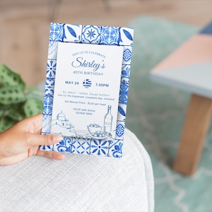 Elegant Greek Themed Invitation, Editable Santorini Invite, Greece ...