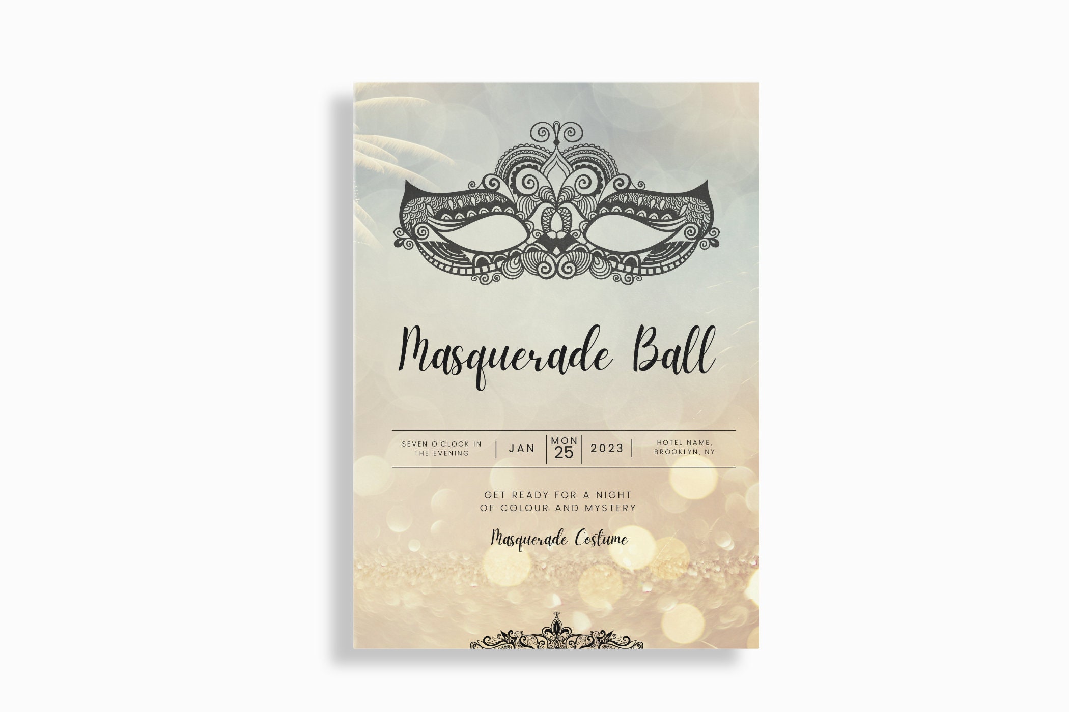 Masquerade Ball Invitations Black and Gold Masquerade Party - Etsy
