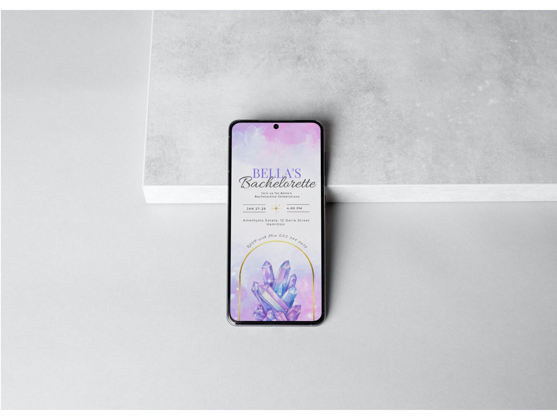 Purple Crystal Bachelorette Invitation, Crystal Bridal Shower ...