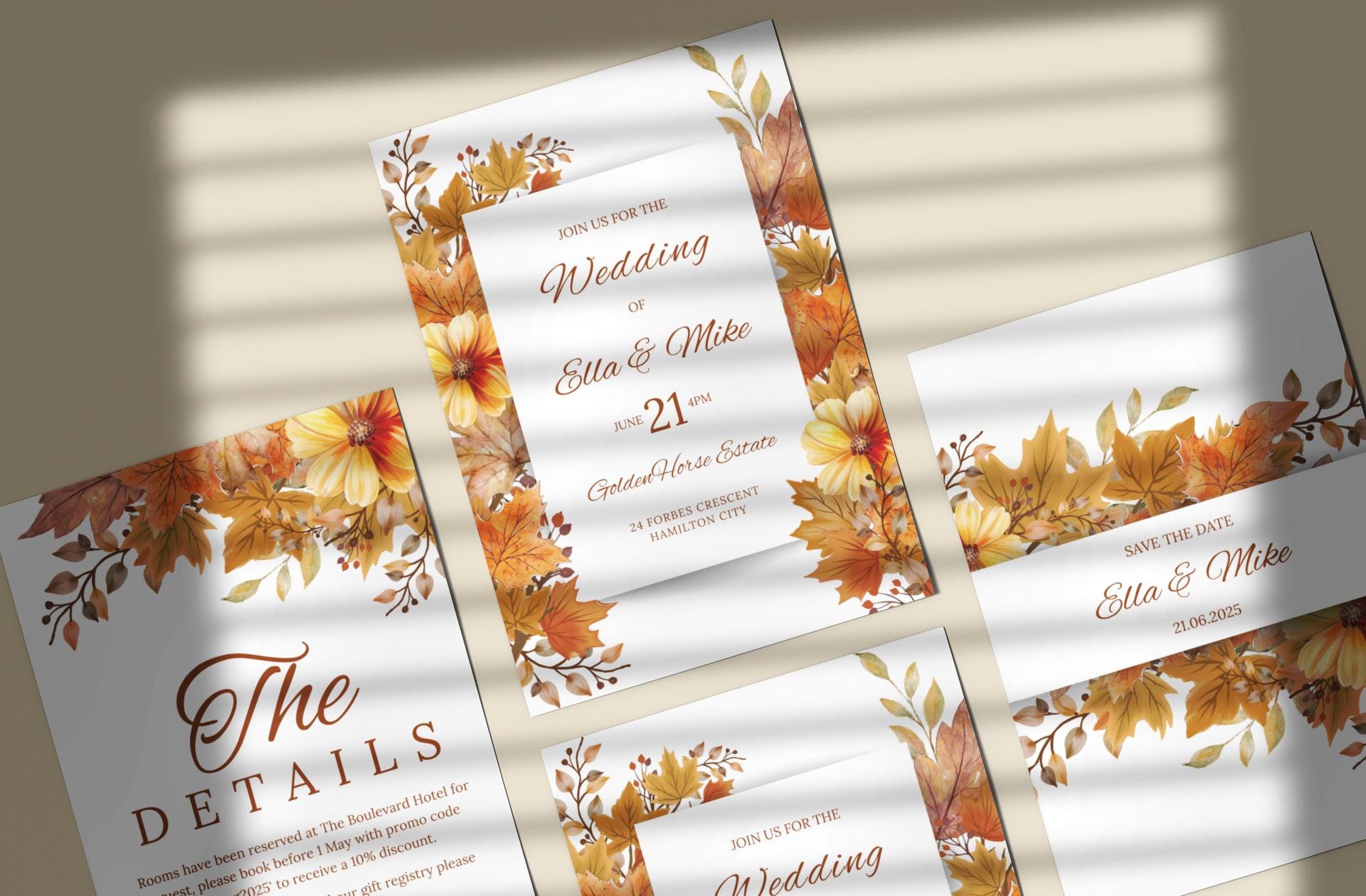 Fall Wedding Invitation, Editable Autumn Wedding Template, Printable ...