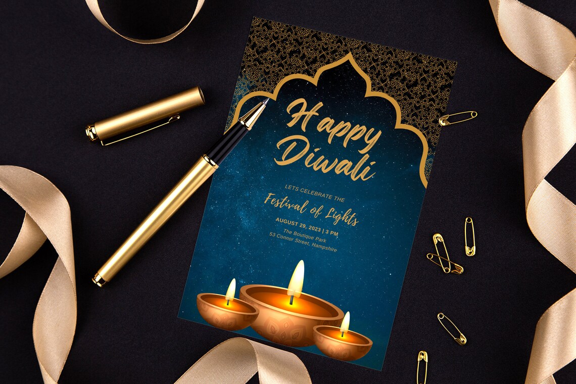 Happy Diwali Invitation, Diwali Celebration Invite, Diwali Dinner Party ...