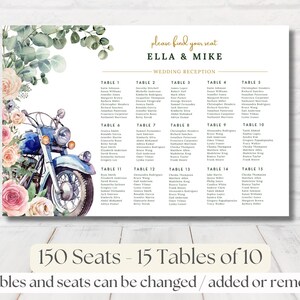 Motorbike Wedding Seating Plan, Rustic Motorcycle Seating Chart Wedding ...