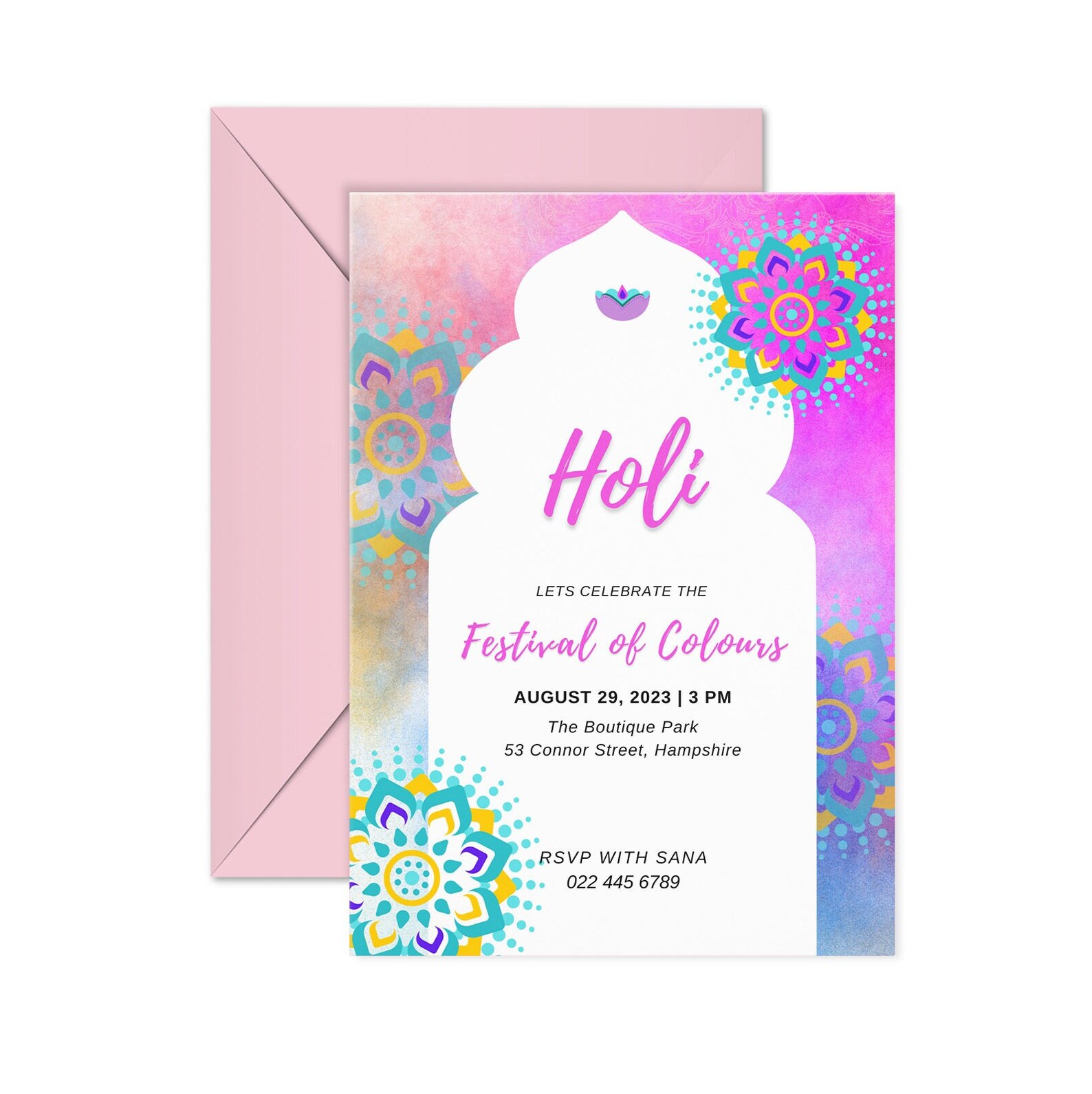 Holi Invitation, Holi Festival Invites, Printable Holi Celebration ...