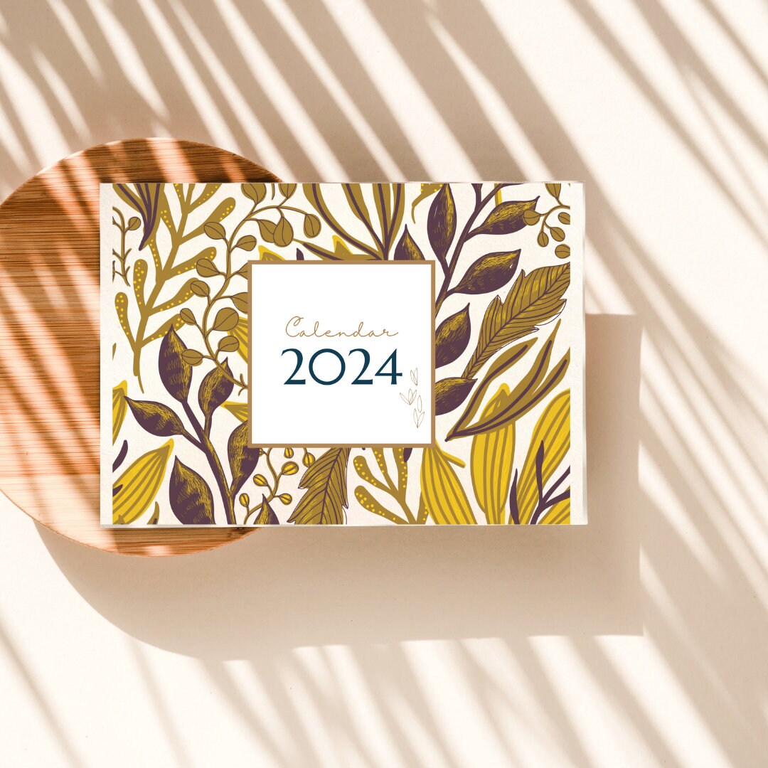 Printable 2024 Calendar, Elegant Flower Motive, Sunday Start, Landscape ...
