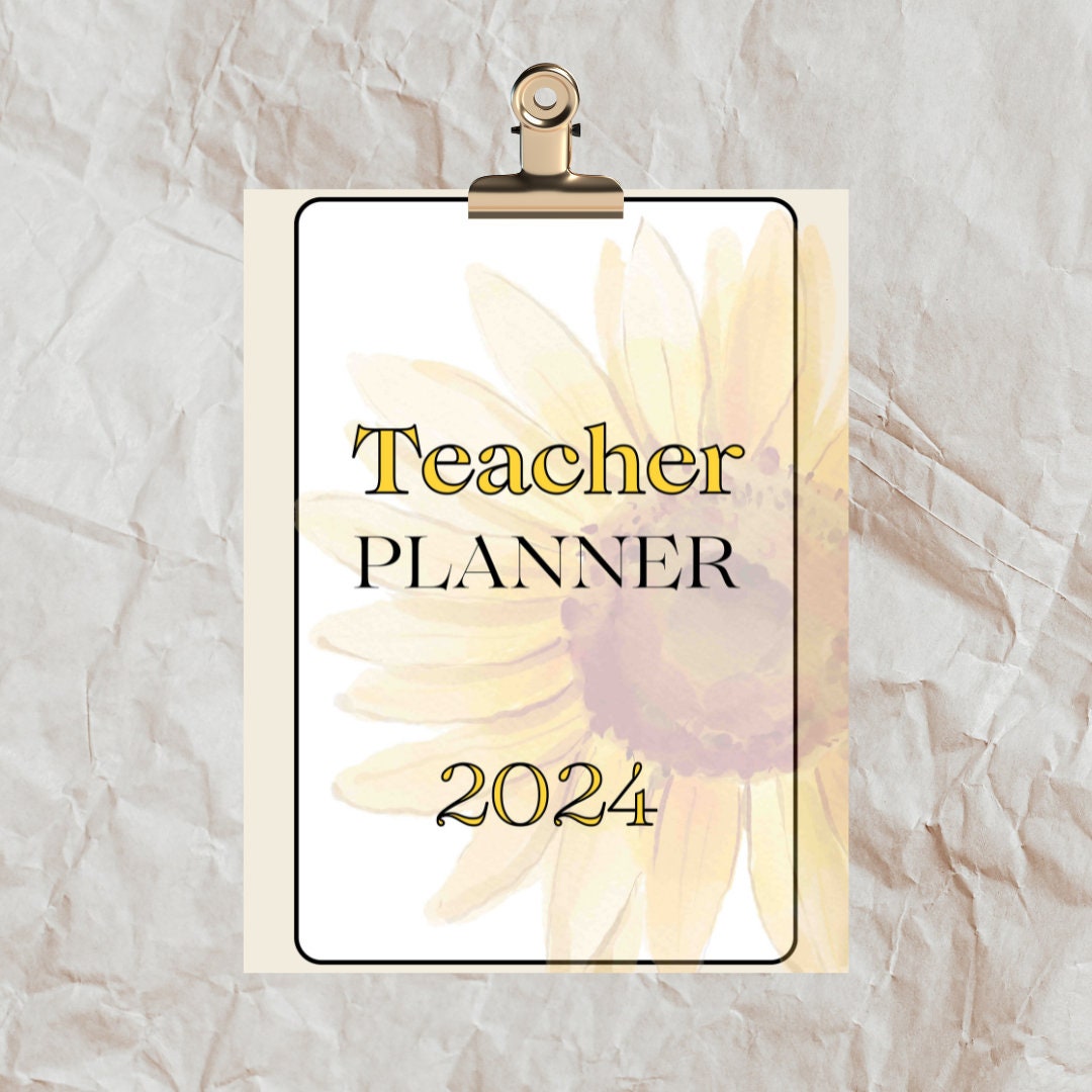 Printable 2024 Teacher Planner Calendar, Sunflower Motive, 2024 Monthly ...