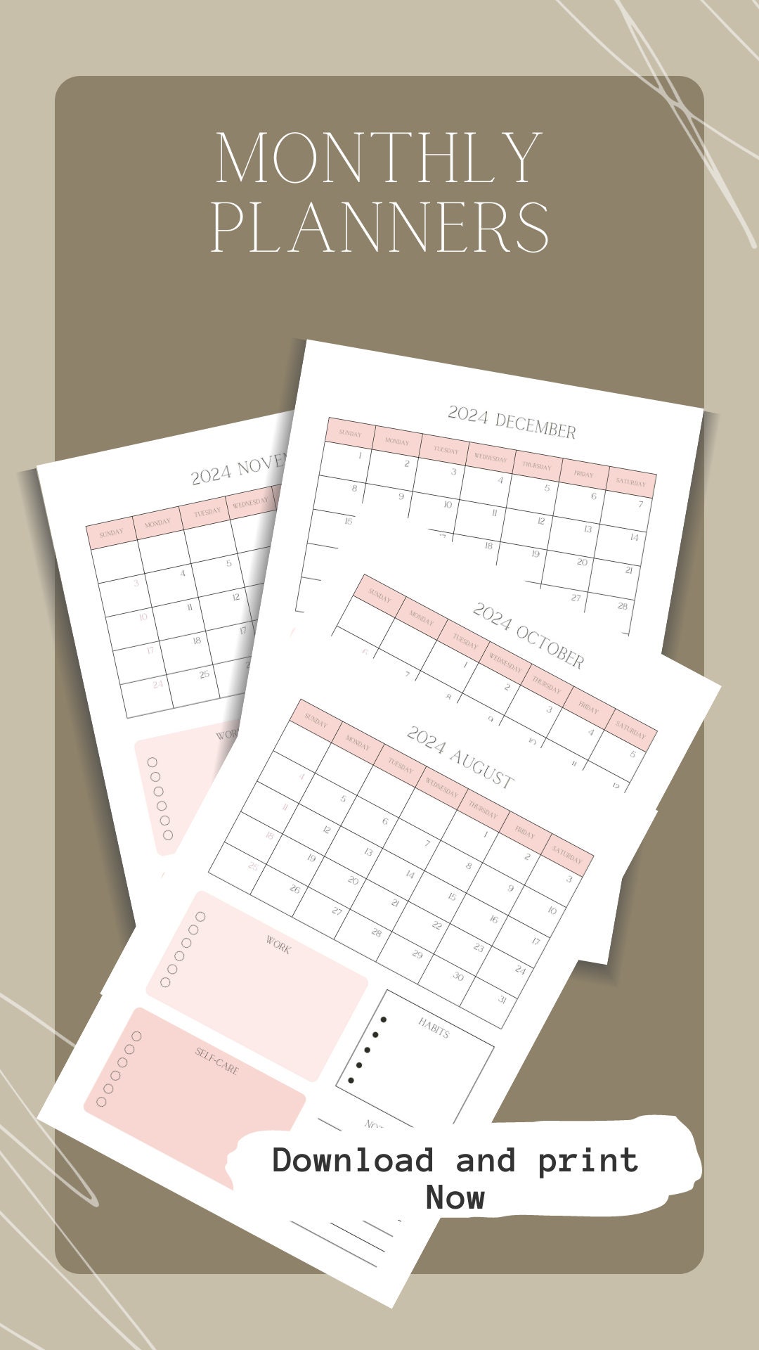 Printable All Kind Planners 2024 Calendar, Daily, Weekly, Yearly, 2024 ...