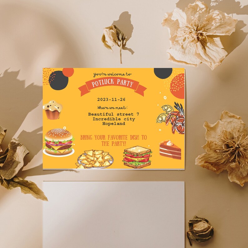 Editable Potluck Party Invitation Also Printable, Easy Editable, PDF ...