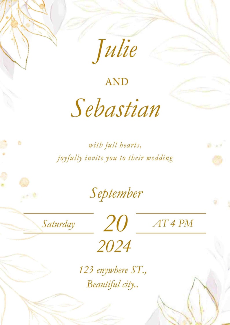 Editable Wedding Minimalist Elegant Invitation Printable and Editable ...
