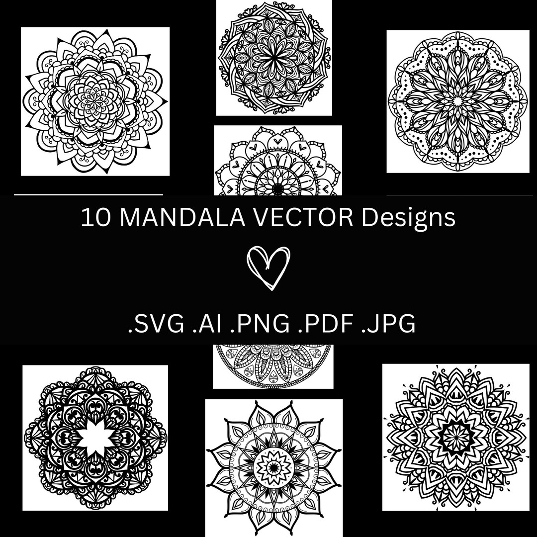 Digital Mandala Vector Files for Clothes Decor Prints, JPG SVG PNG Pdf ...