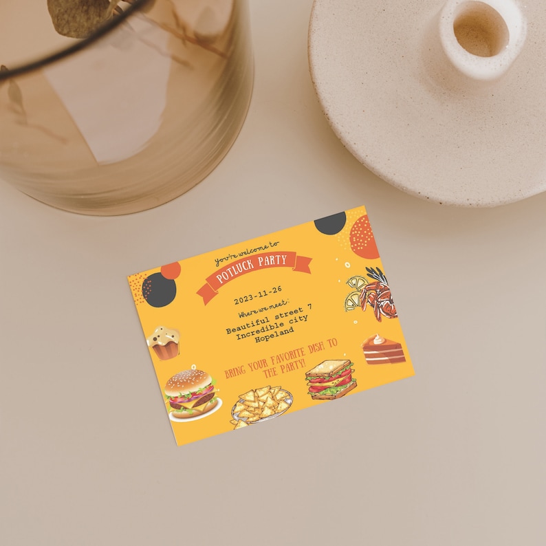 Editable Potluck Party Invitation Also Printable, Easy Editable, PDF ...