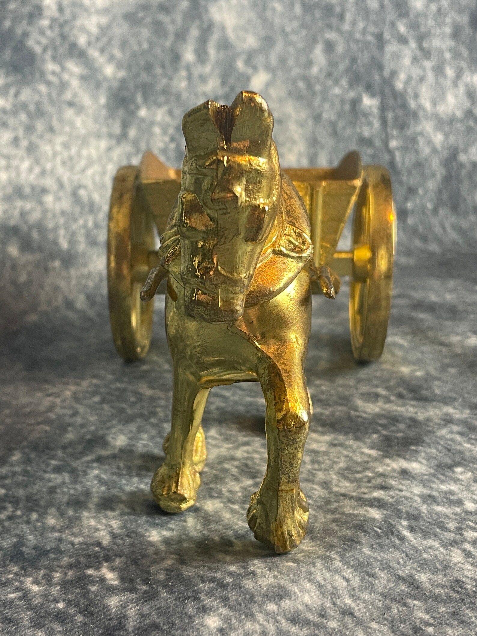 Vintage Heavy Brass Shire Horse & Cart / Wagon With Moving Wheels ...