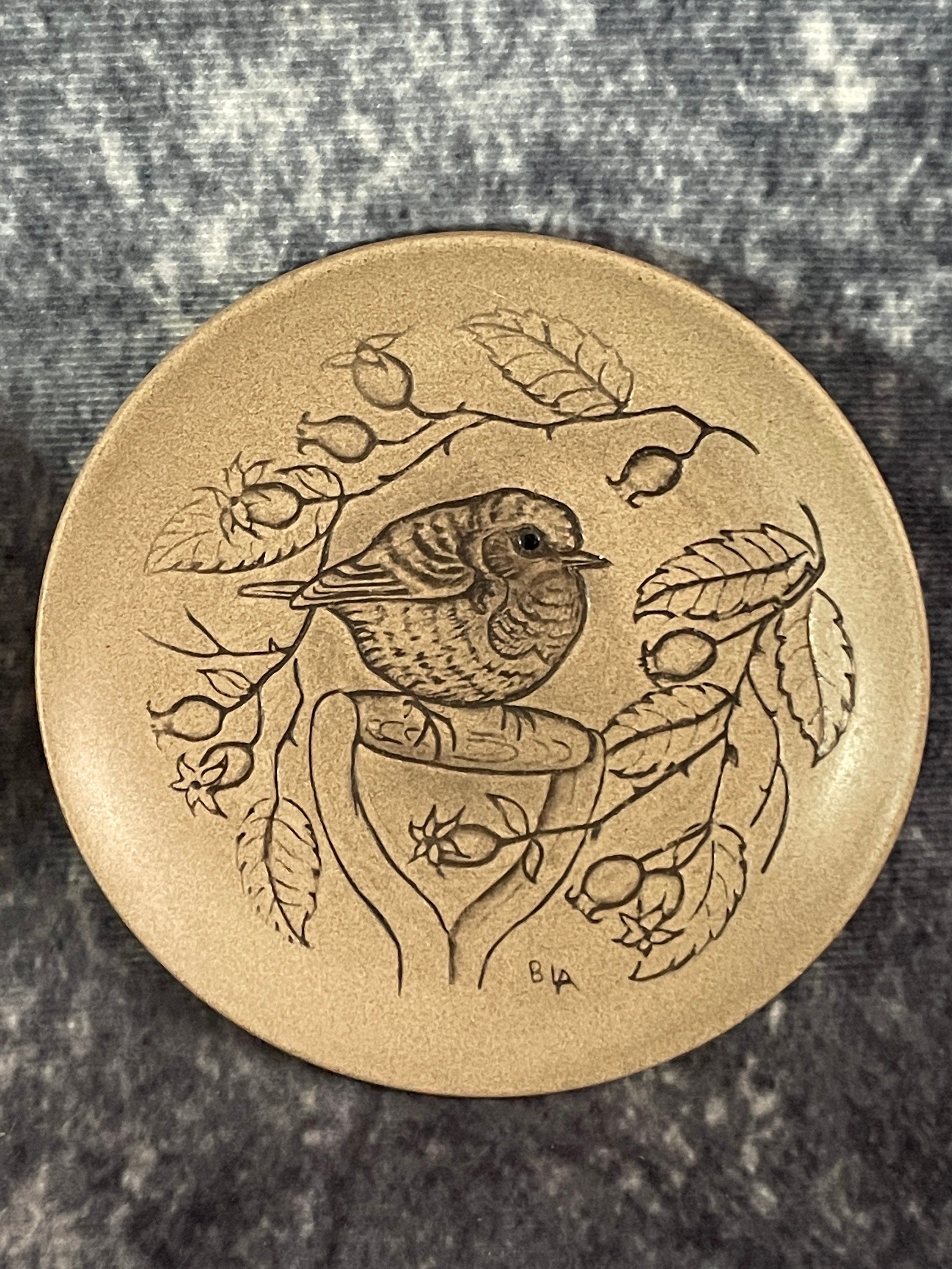 A Set of Four of Vintage Stoneware Poole Pottery Plates With Bird ...