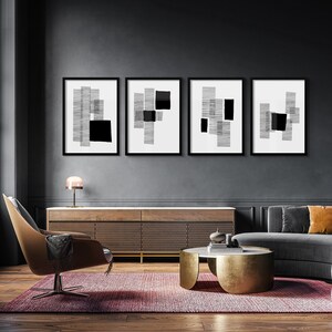 Abstract Shapes Black and White Canvas/poster Set of 4 - Etsy