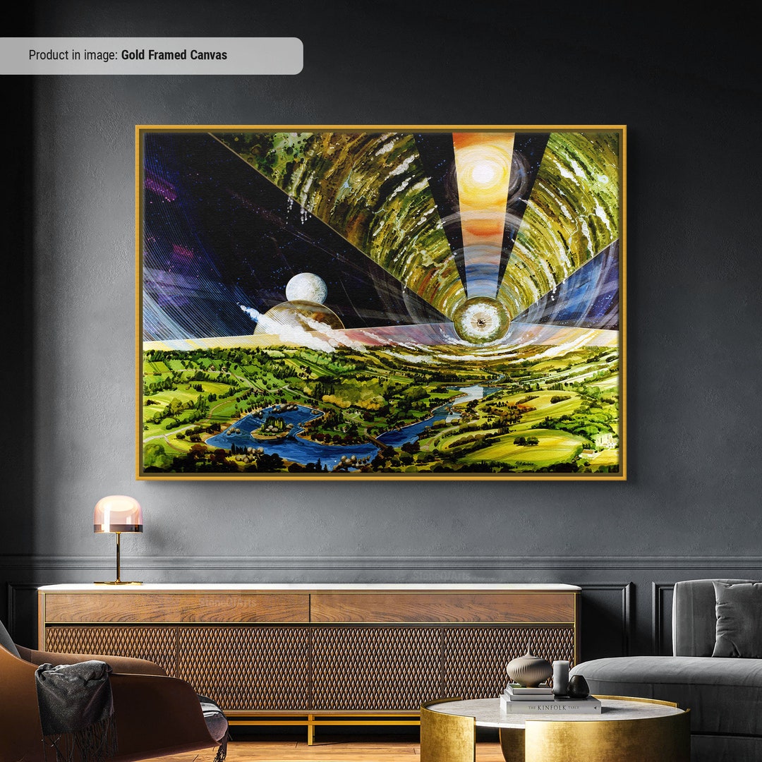 O'neill Cylinder Interior Canvas Art Print, Vintage Sci-fi, NASA Space ...