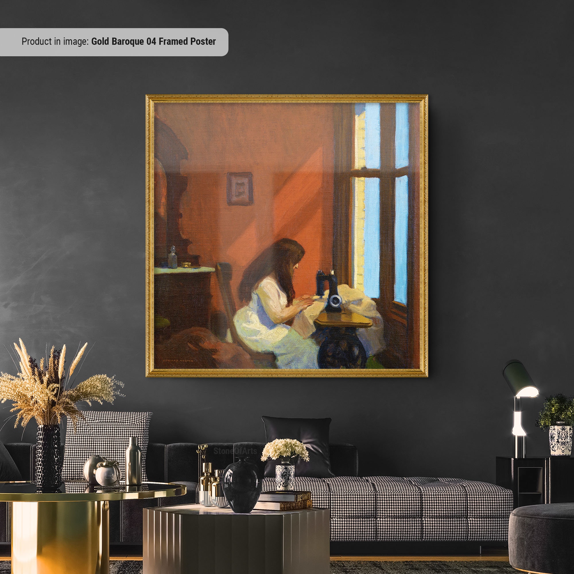 Edward Hopper Girl at Sewing Machine Canvas Art Print, Realism Painting ...