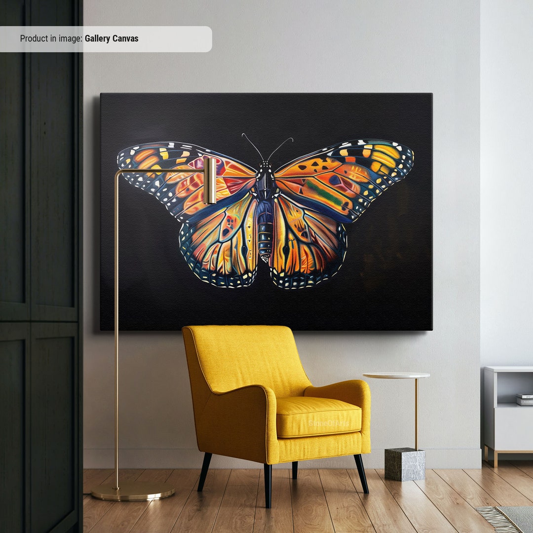 Monarch Butterfly Canvas Wall Art, Large Abstract Butterfly Print ...
