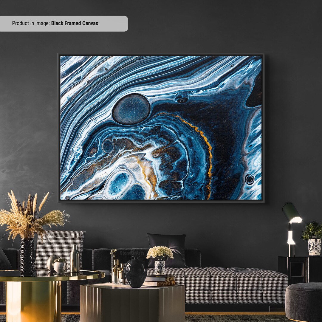 Blue Cosmic Liquid Art Abstract Canvas/poster Art Reproduction, Large ...