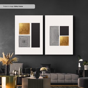 Abstract Golden Black Geometric Shapes Wall Art, Contemporary Art Print ...