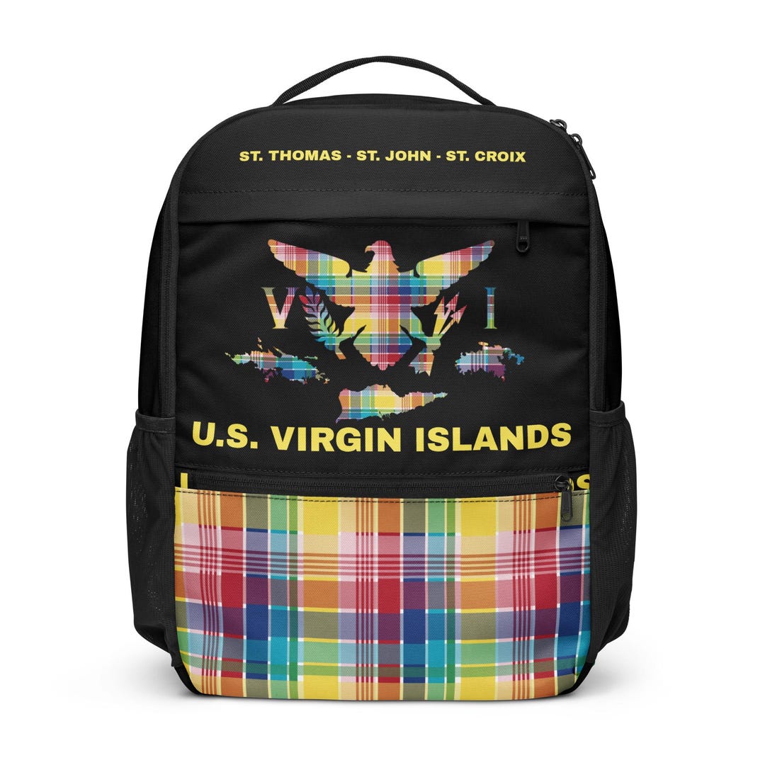 Virgin Islands Madras & Flag Fusion Backpack | Caribbean Pride Bag ...