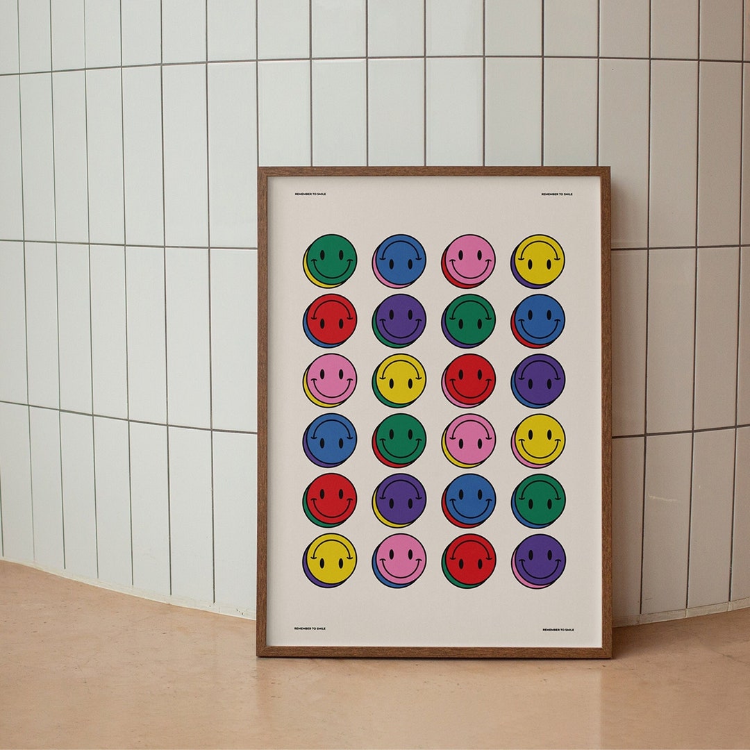 Smile Downloadable Print,smile Face Print, Colorful Wall Art, Digital ...