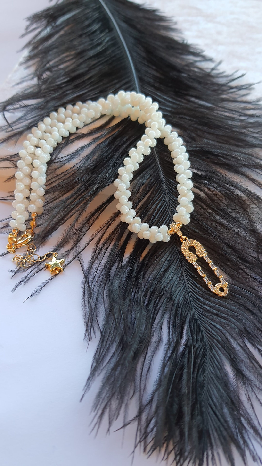 Safety Pin Necklace by Tim Design, Dainty Charm Necklace, Perfect ...