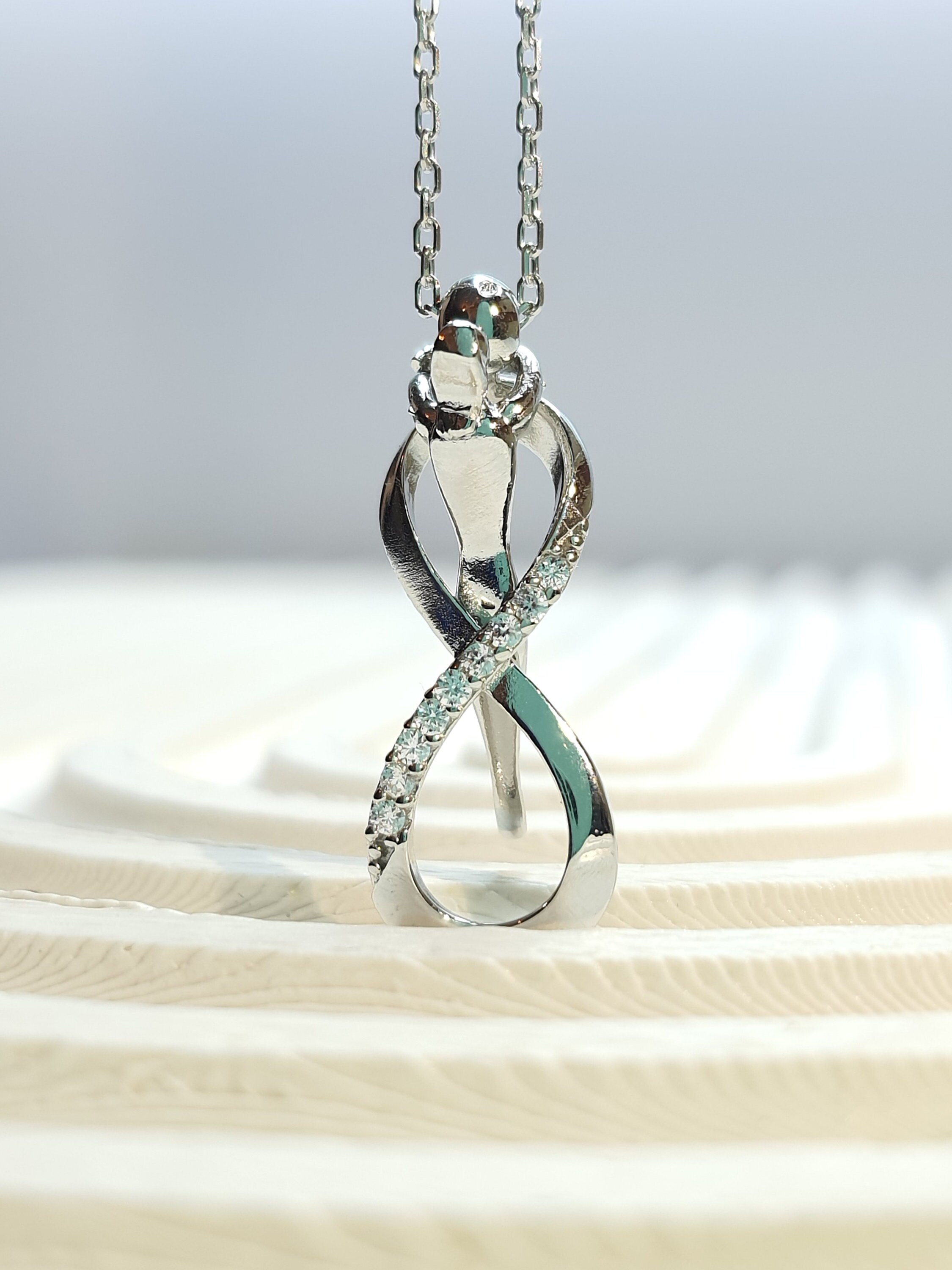 Sterling Silver Couple Hugging Pendant Necklace, Silver Infinity ...
